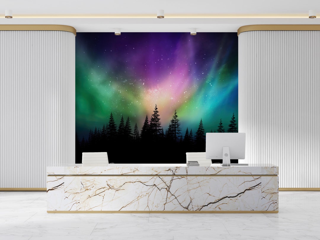 Cosmos Wall Art, Aurora Wall Poster, Landscape Wall Poster, Aurora ...