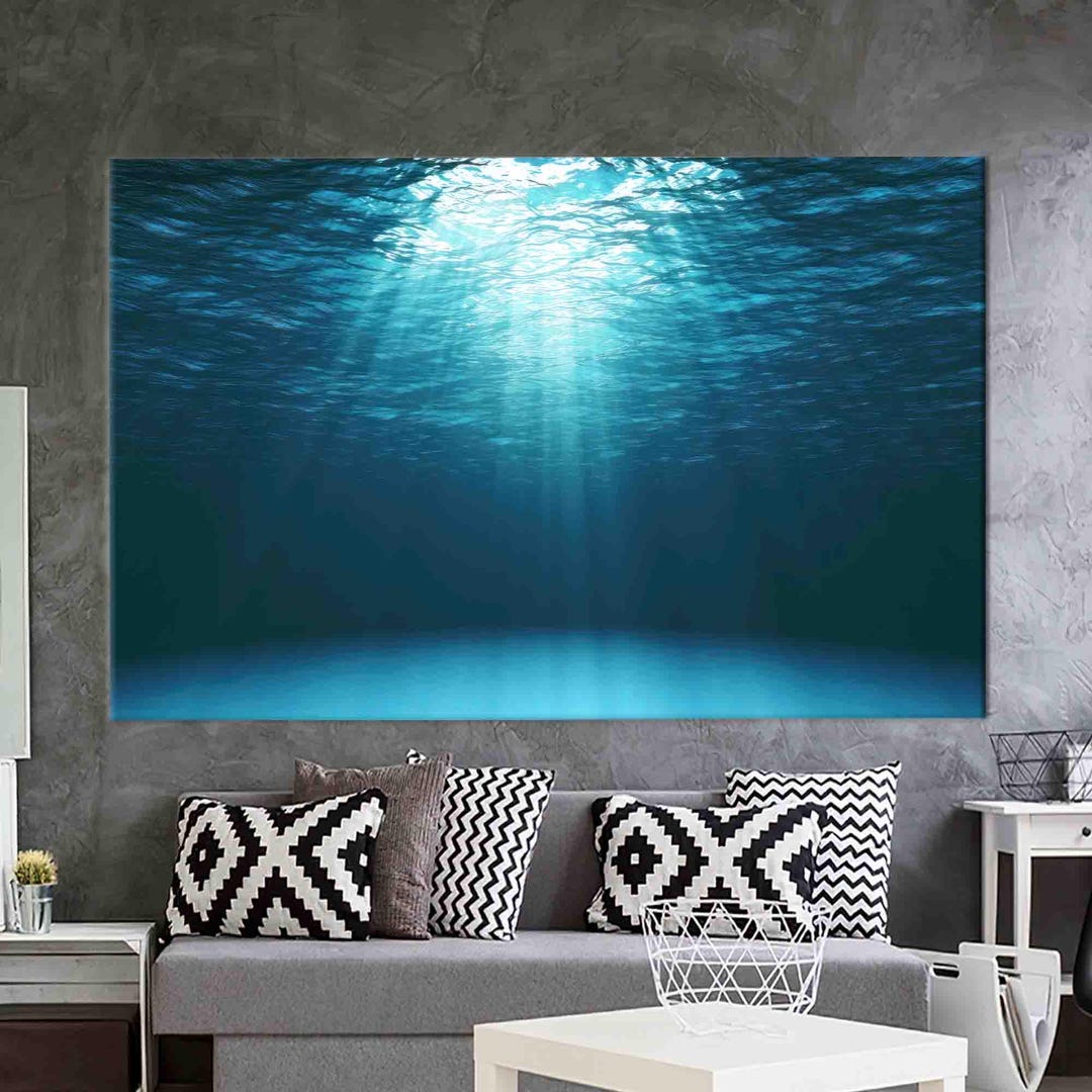 Underwater Canvas Art, Sun Rays Underwater Canvas Poster, Landscape ...