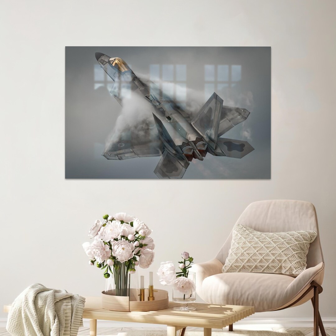 F-22 Raptor Glass Printing, Fighter Jets Glass Art, Glass Custom for ...