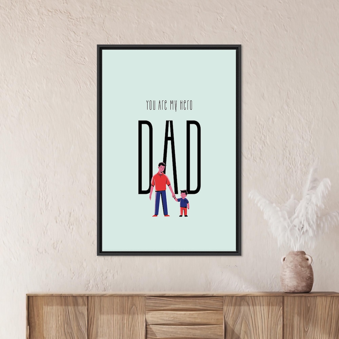 My Hero Dad Canvas Wall Art, Father’s Day Gift From Kids, Dad and Son ...