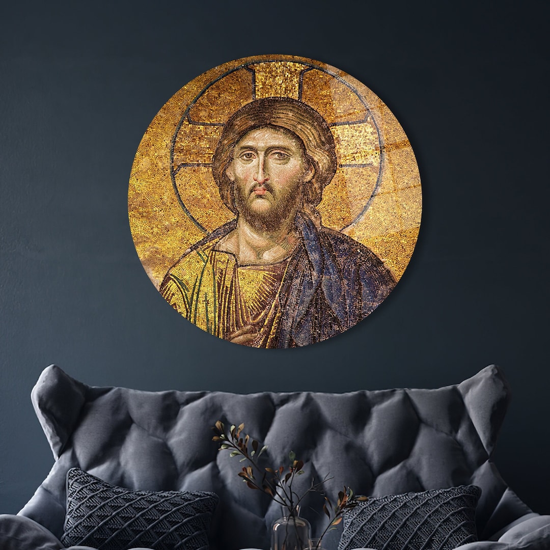 Glass Art, Wall Art, Wall Decoration, Jesus Christ, Gold Fresco Glass ...