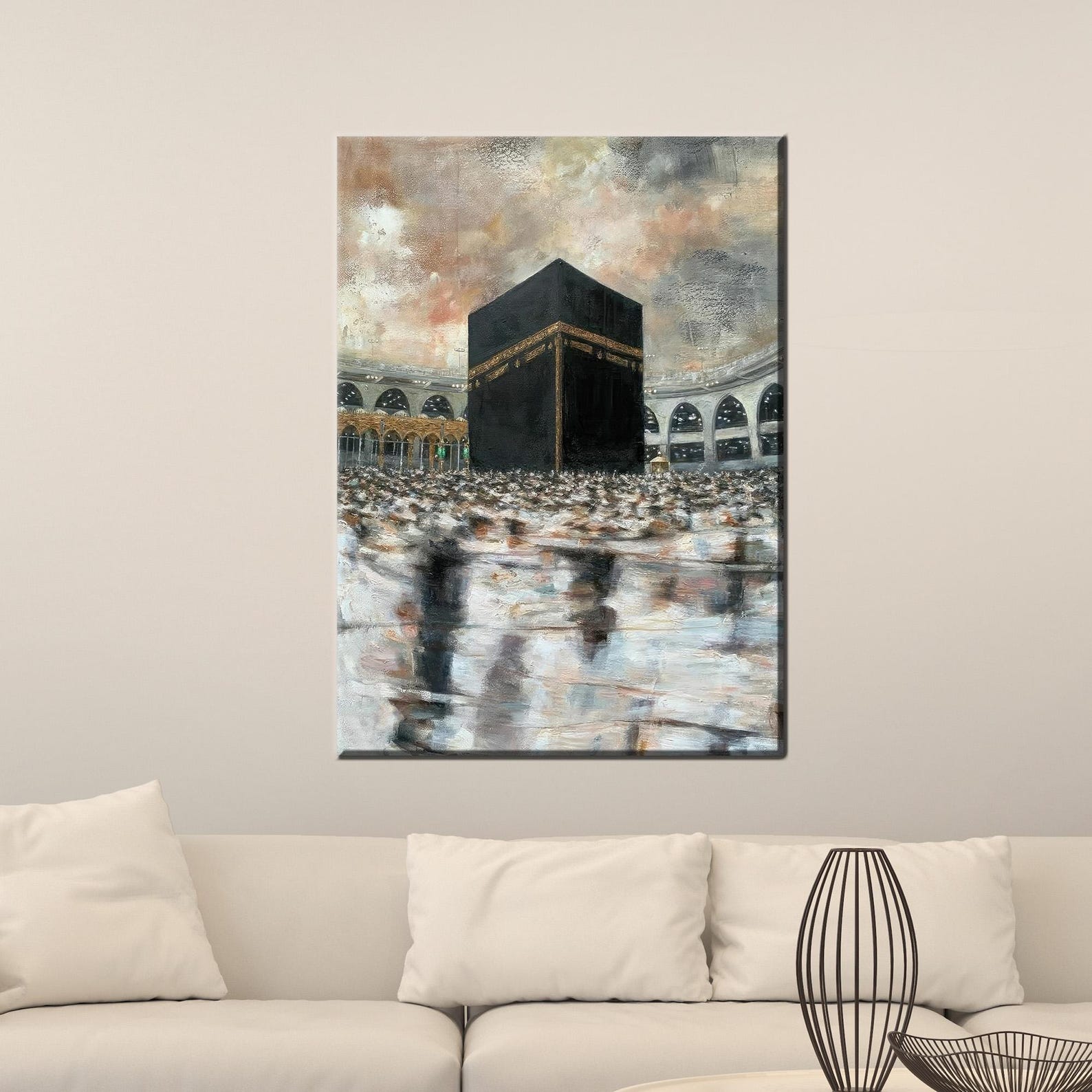 Masjid Al Haram Art, Kaaba Art Canvas Decor, Islamic Art Canvas Print ...