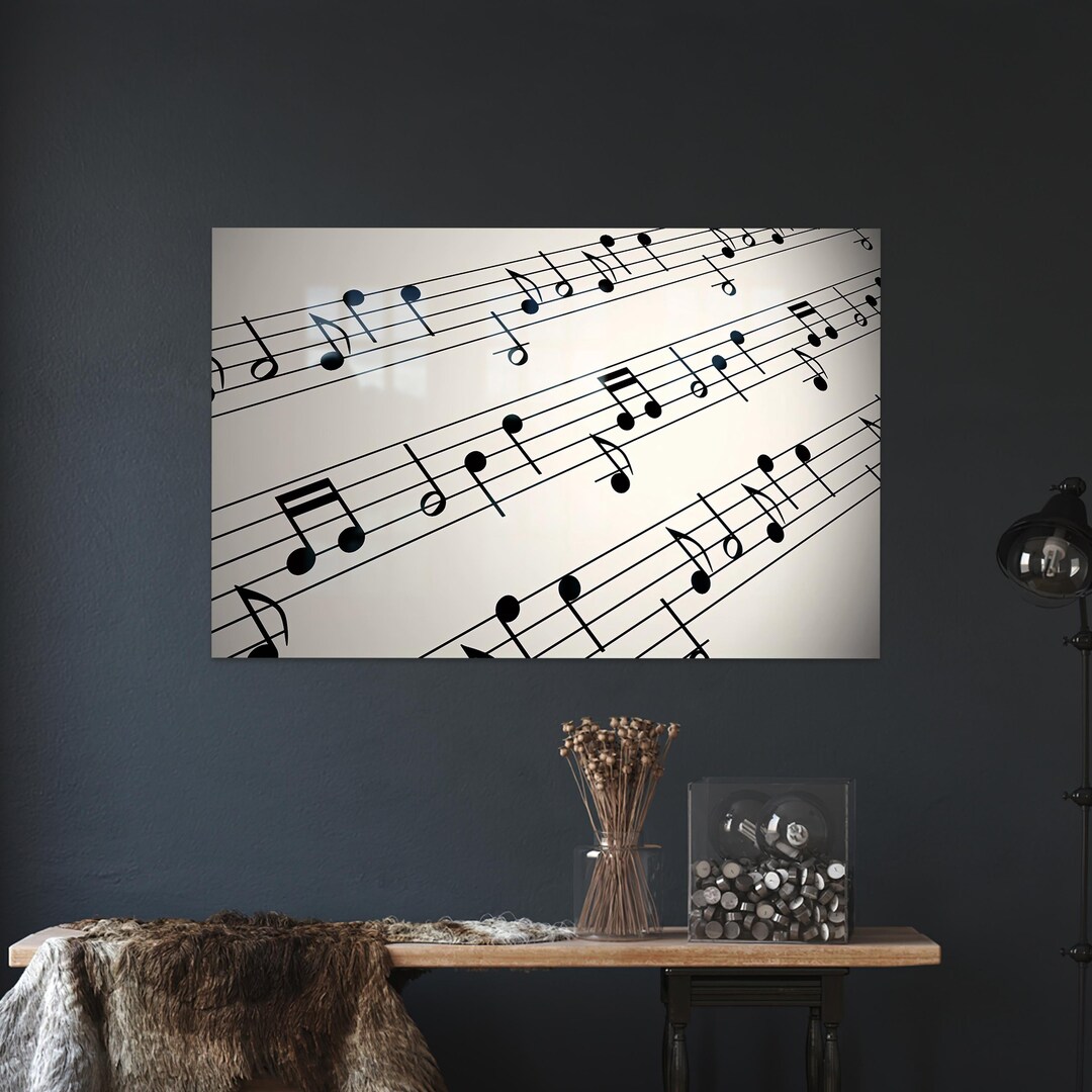 Musician Wall Decor, Girl Room Glass Printing, Note Glass Art, Music ...