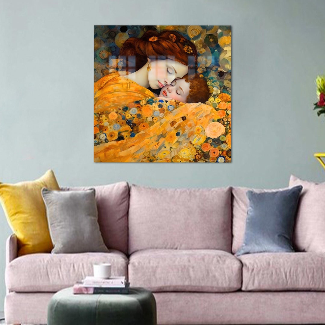 Gustav Klimt Wall Decor, Klimt Art Decor, Mother and Child Glass Wall, Printable Wall Art ...