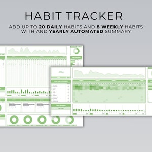 Habit Tracker Spreadsheet Template for Google Sheets, Daily Weekly and ...
