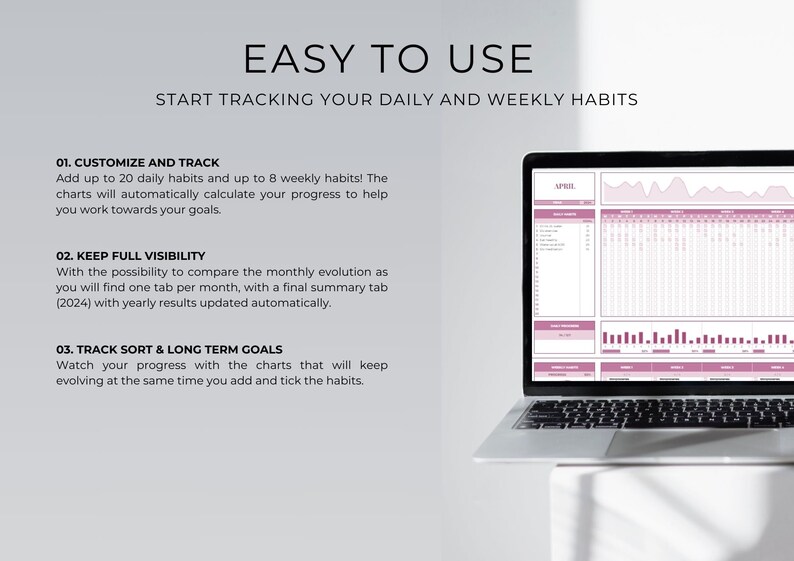 Habit Tracker Spreadsheet Template for Google Sheets, Daily Weekly and ...