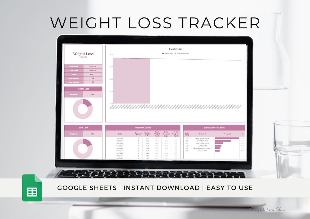 Weight Loss & Fitness Tracker, Spreadsheet Template for Google Sheets ...