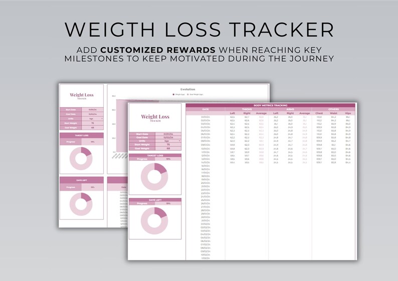 Weight Loss & Fitness Tracker, Spreadsheet Template for Google Sheets ...