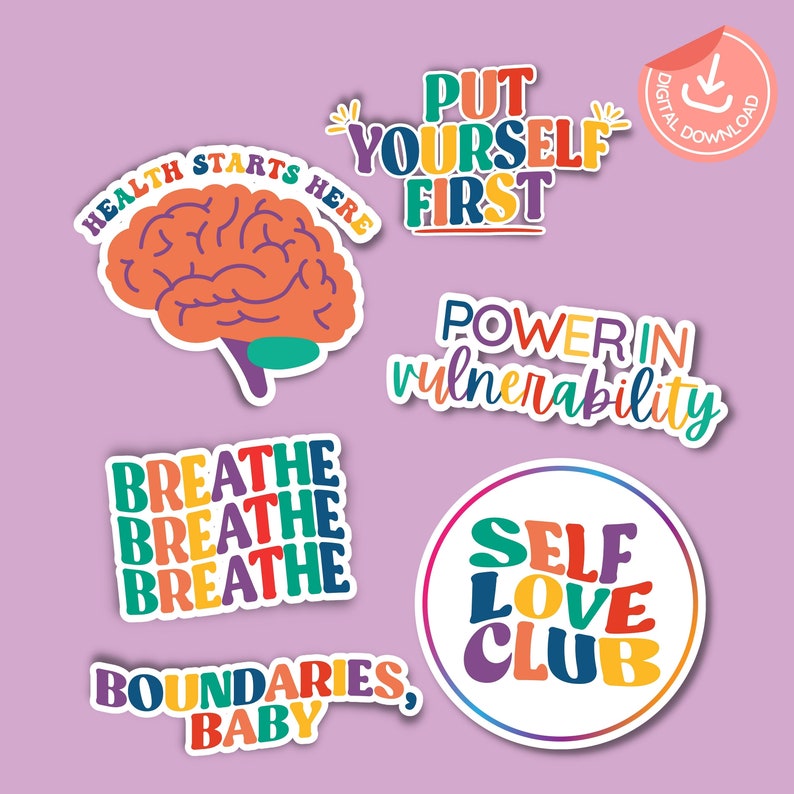 Mental Health Stickers, Digital Mental Health Sticker, Self-care ...