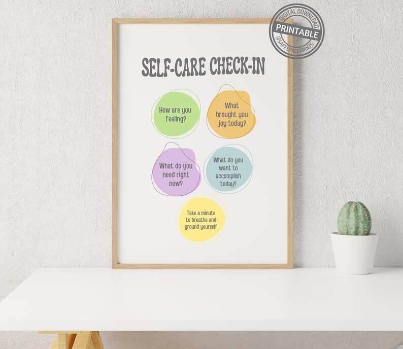 Daily Check-in Printable Poster Self-care Self-awareness - Etsy