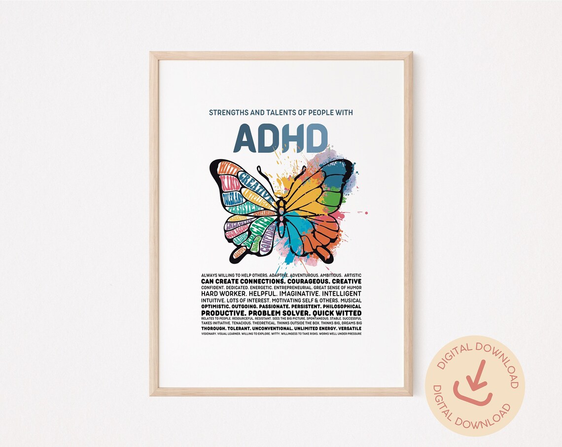 ADHD Poster Printable ADHD Wall Art Therapist School - Etsy