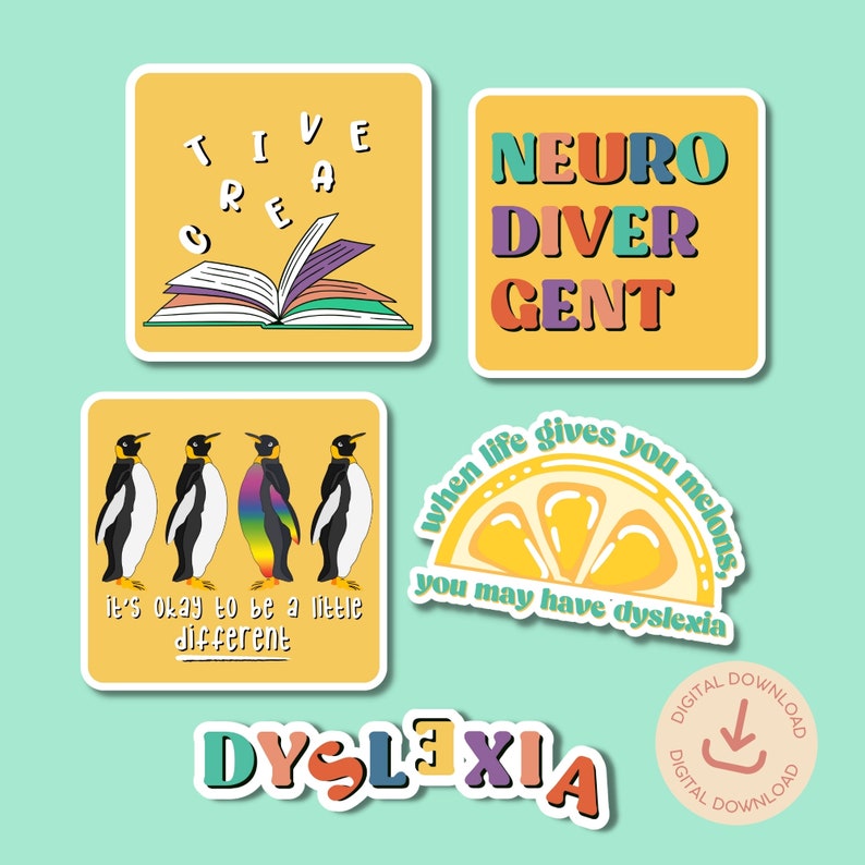 Dyslexia Stickers Neurodiversity Stickers Laptop Sticker - Etsy