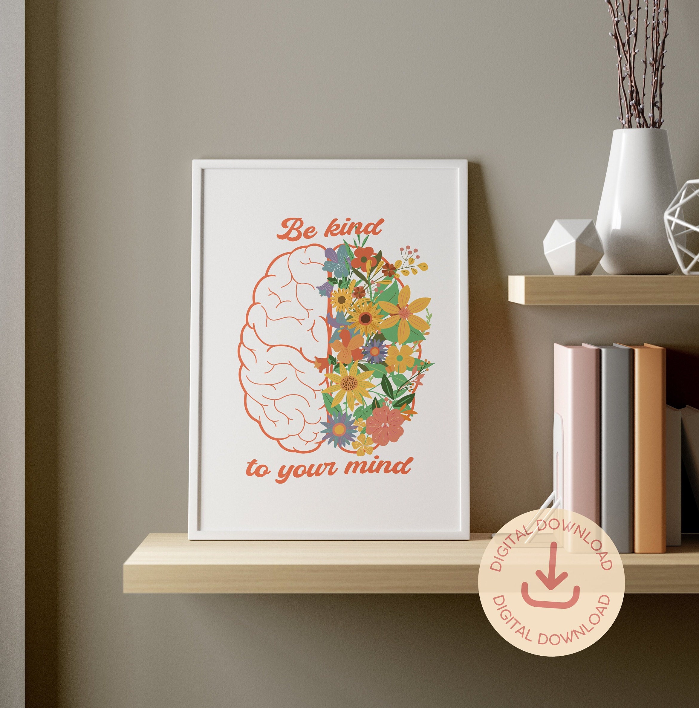 Be Kind to Your Mind, Mental Health Printable, Therapy Office Decor ...