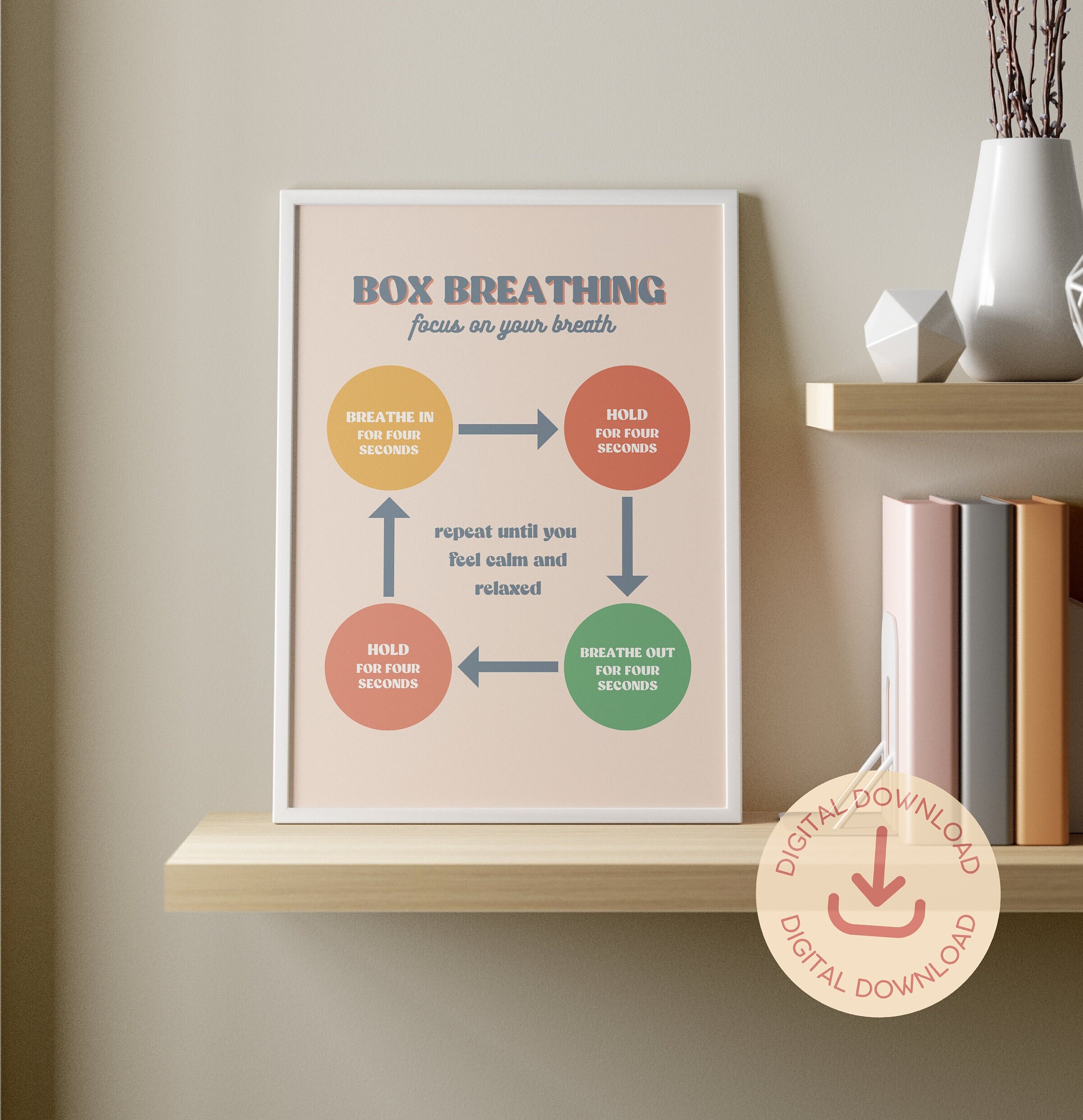Mental Health Poster, Box Breathing Printable Poster, Therapy Office ...