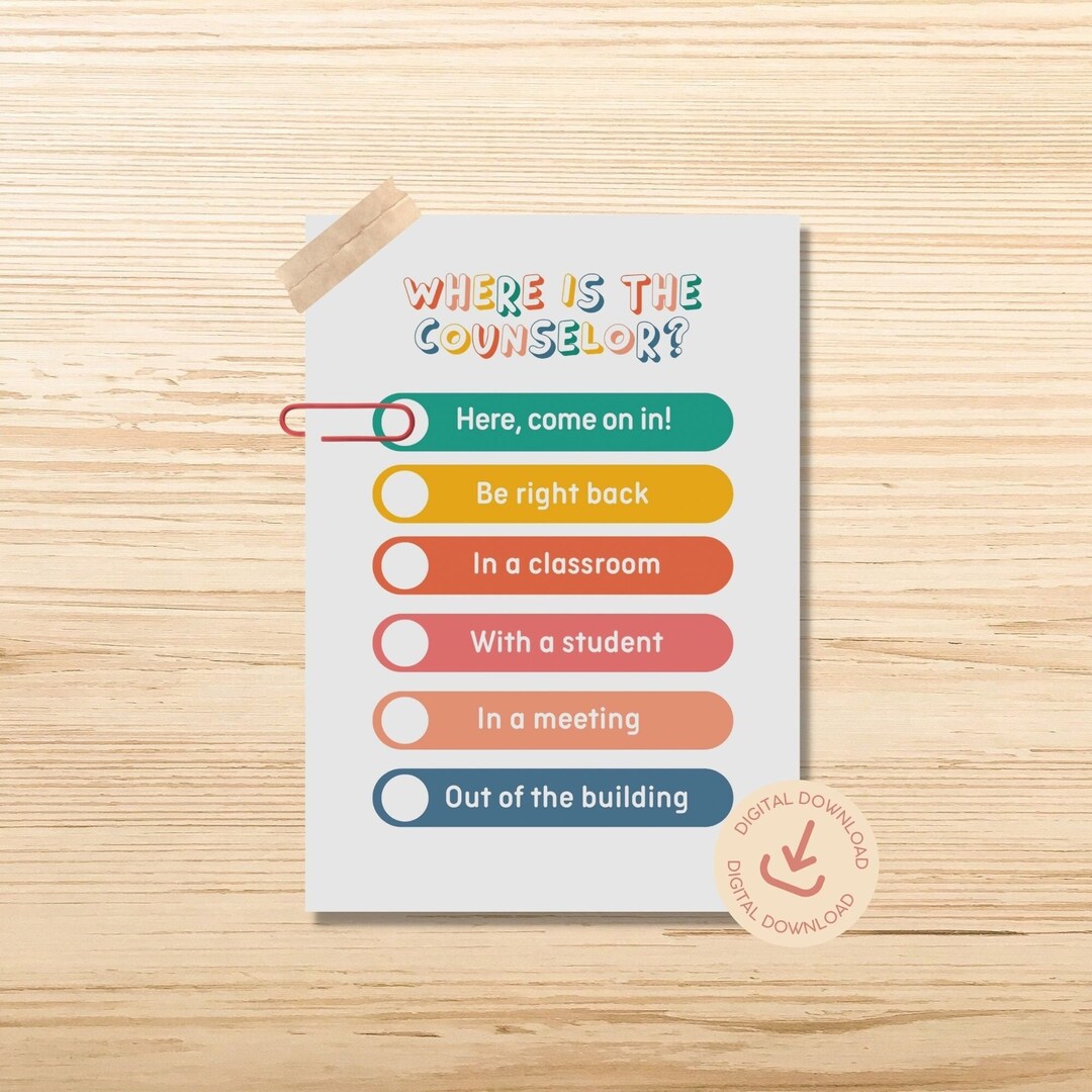 Where is the School Counselor Door Sign, Printable Counseling Office ...