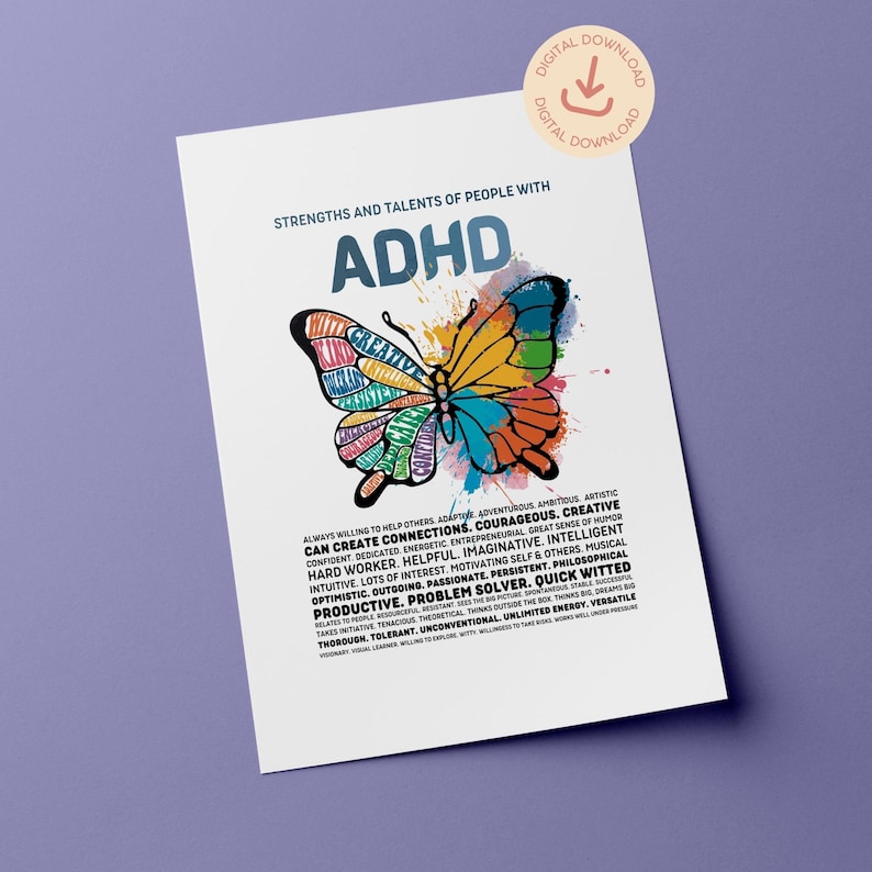 ADHD Poster Printable ADHD Wall Art Therapist School - Etsy