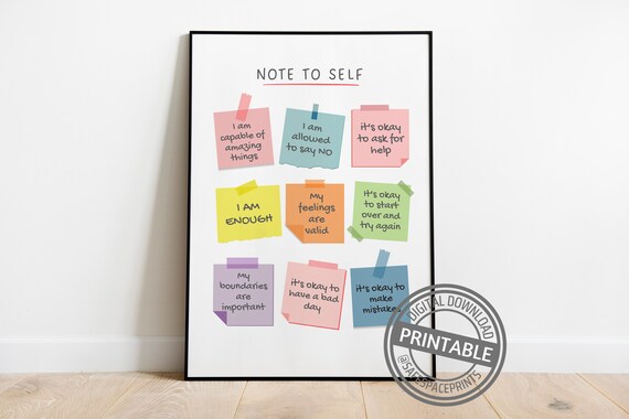 Note to Self Mental Health Poster Mental Health Printable - Etsy