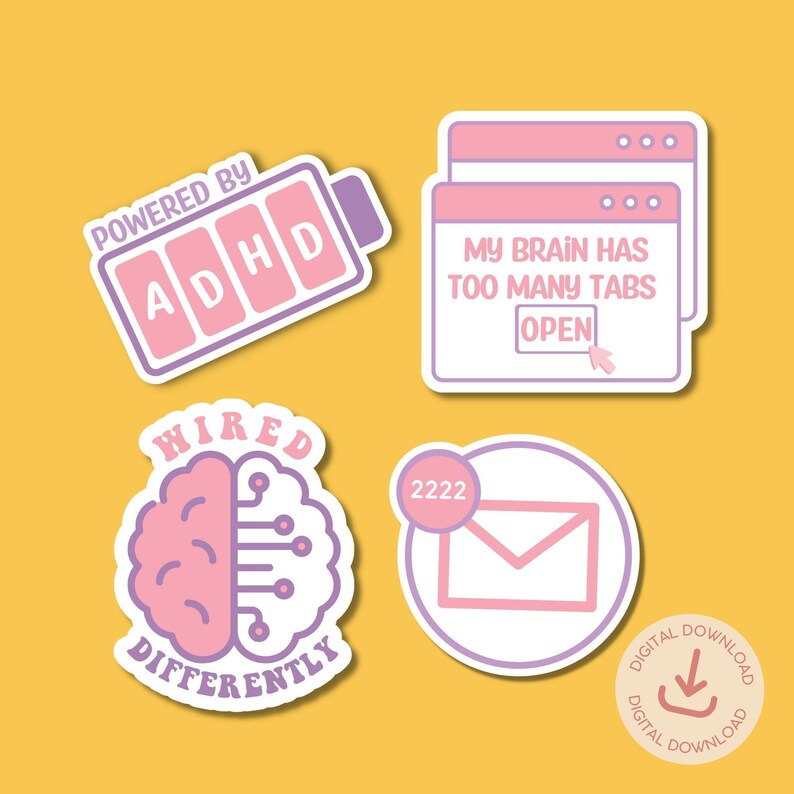 ADHD Sticker Printable ADHD Sticker Pack ADHD Planner - Etsy