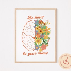 Be Kind to Your Mind, Mental Health Printable, Therapy Office Decor ...