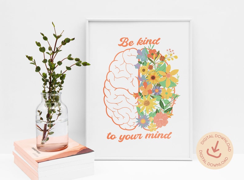 Be Kind to Your Mind, Mental Health Printable, Therapy Office Decor ...