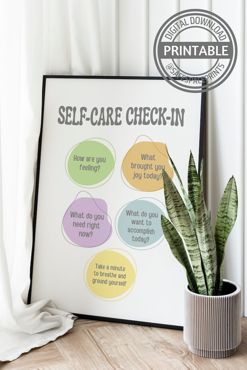 Daily Check-in Printable Poster Self-care Self-awareness - Etsy