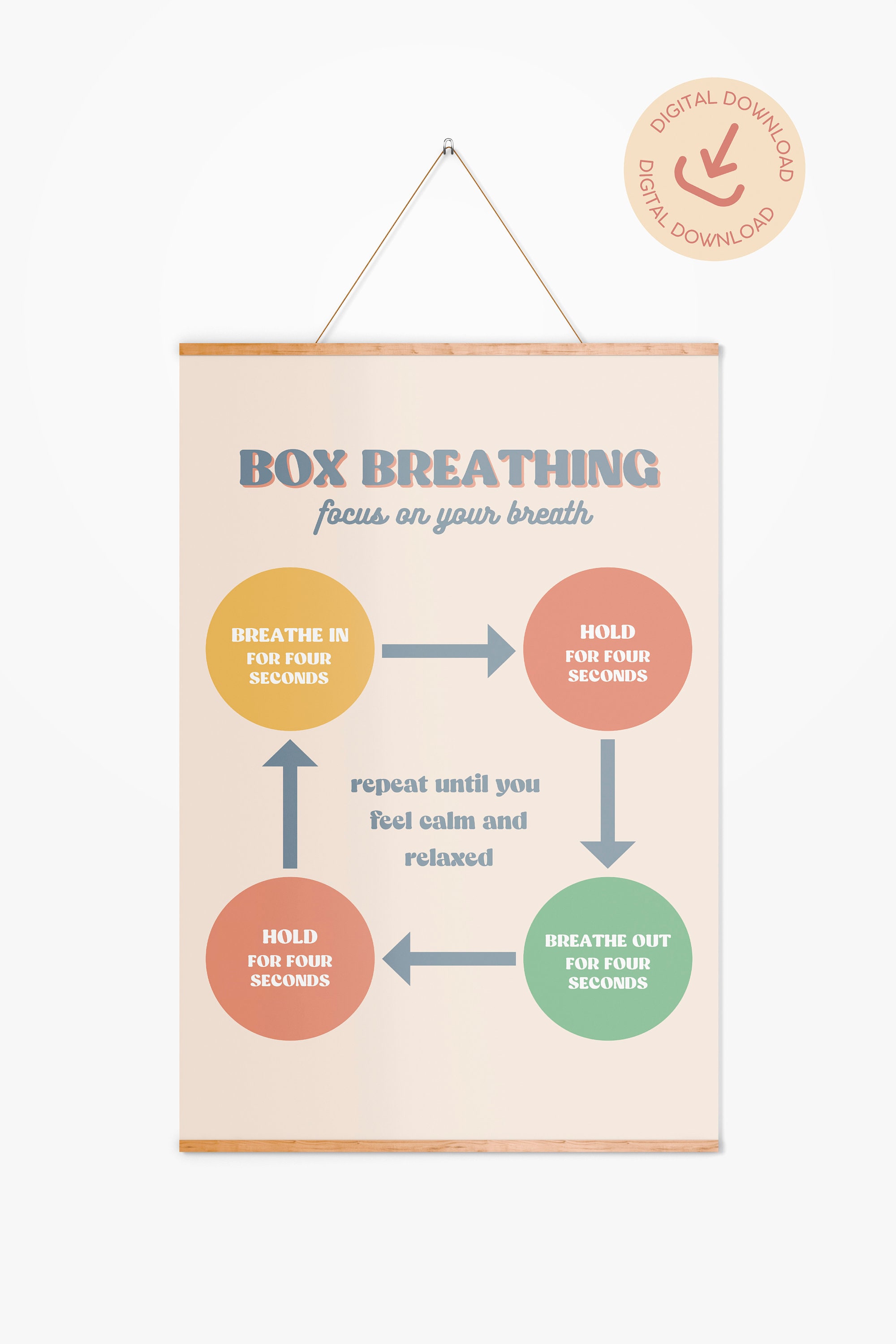 Mental Health Poster, Box Breathing Printable Poster, Therapy Office ...