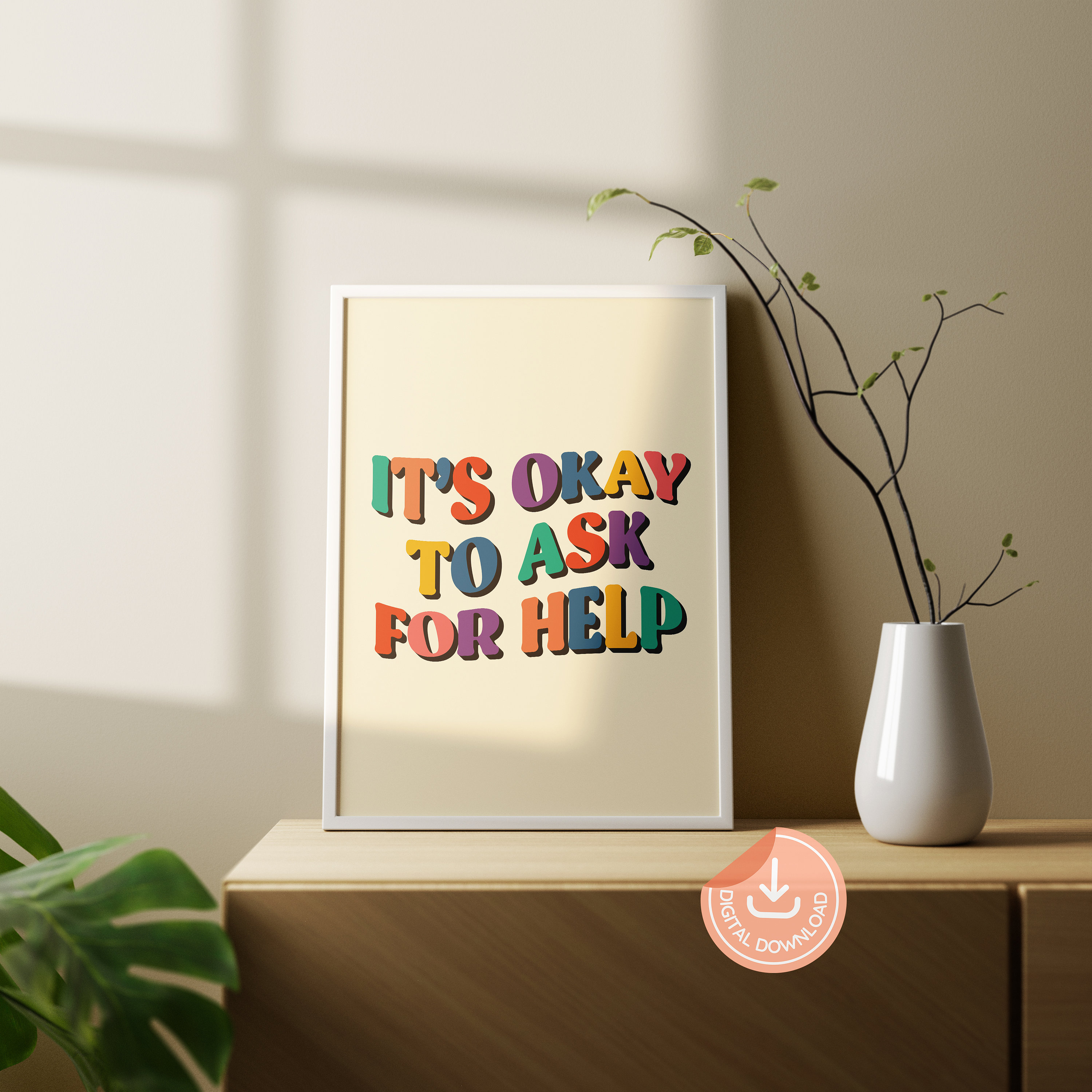 It's Okay to Ask for Help, Mental Health Poster, Therapy Office Décor ...