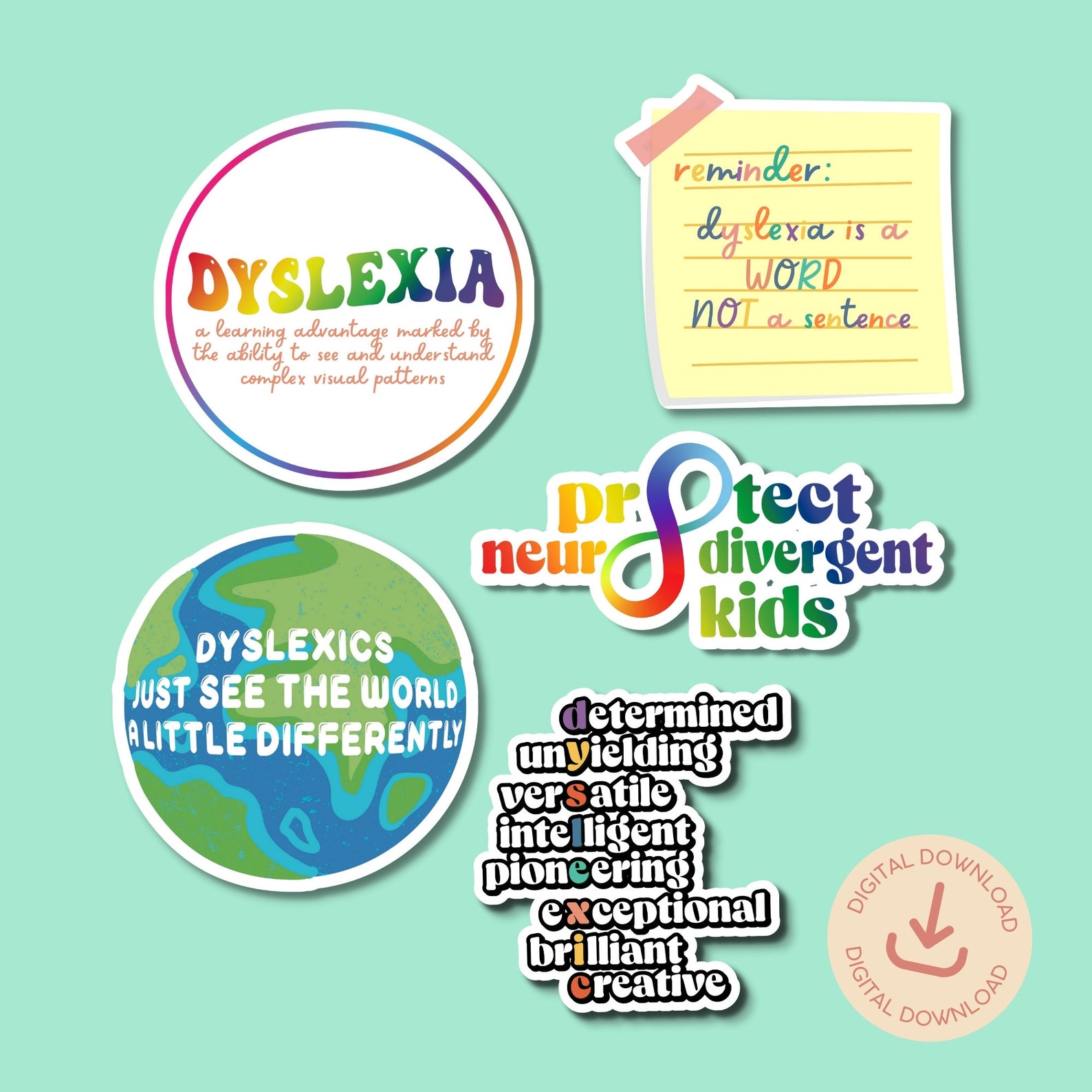 Dyslexia Stickers Neurodiversity Stickers Laptop Sticker - Etsy