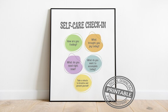 Daily Check-in Printable Poster Self-care Self-awareness - Etsy