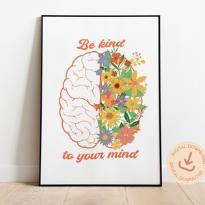 Be Kind to Your Mind, Mental Health Printable, Therapy Office Decor ...