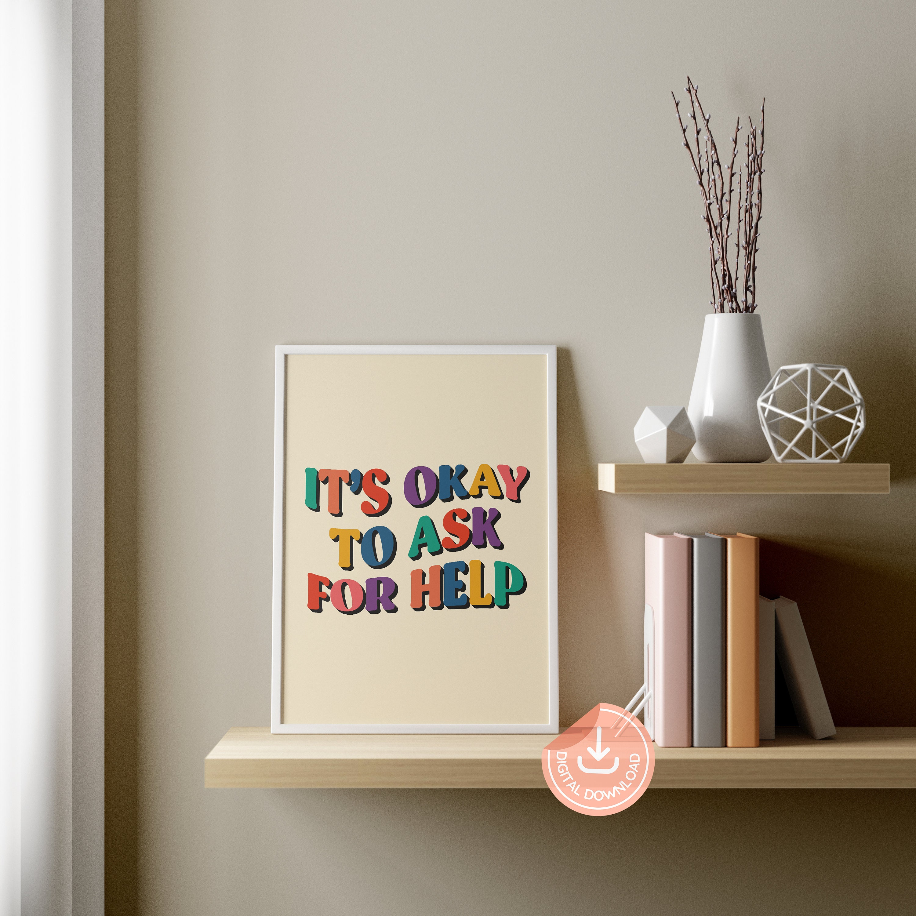 It's Okay to Ask for Help, Mental Health Poster, Therapy Office Décor ...