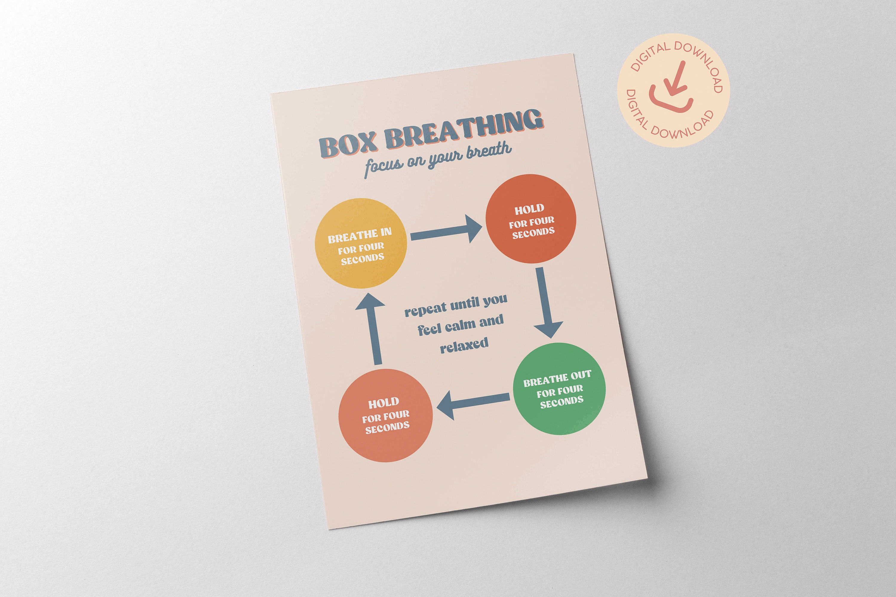 Mental Health Poster, Box Breathing Printable Poster, Therapy Office ...