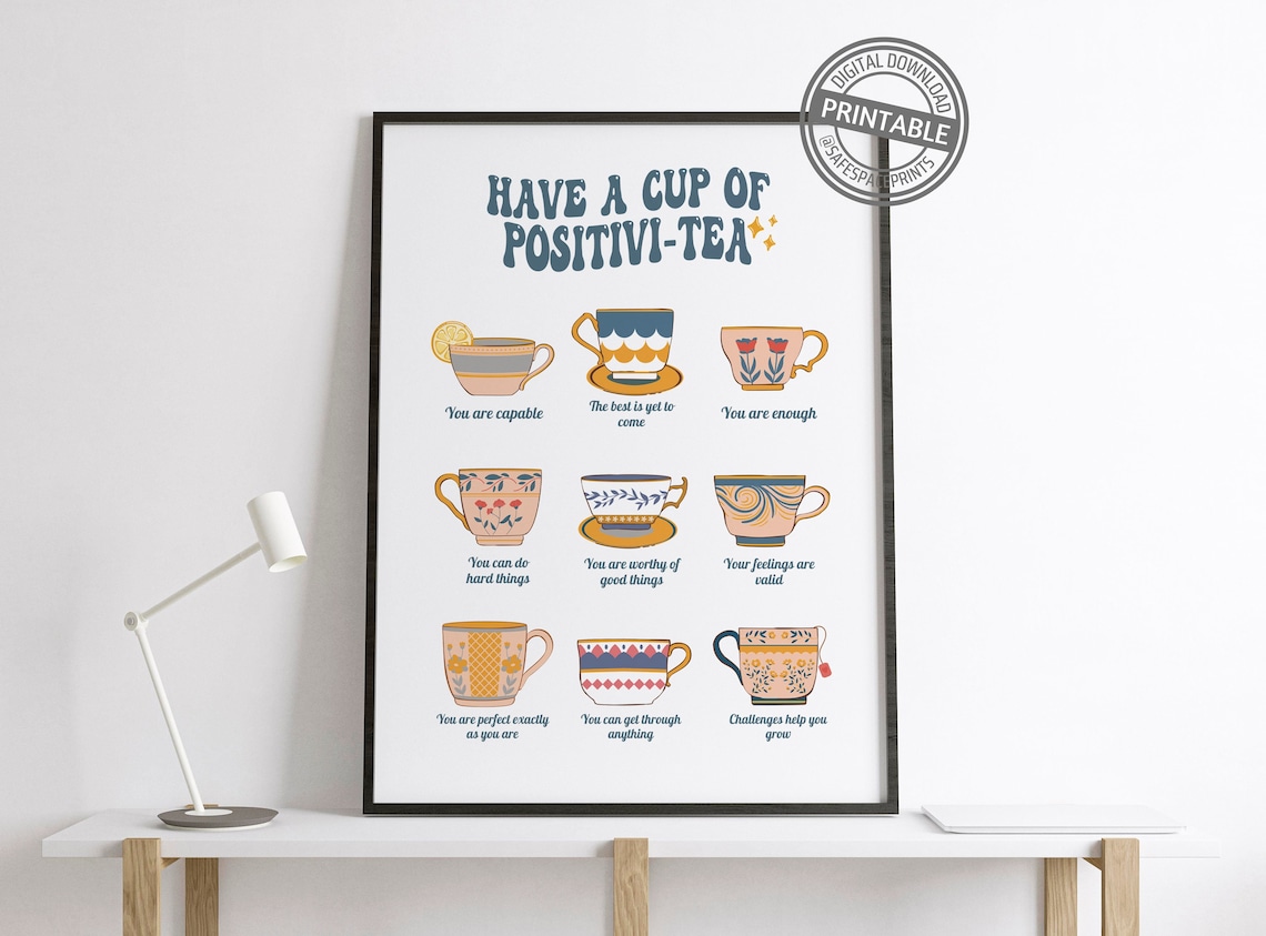 Positivitea Poster Mental Health Printable Wall Art Therapy - Etsy