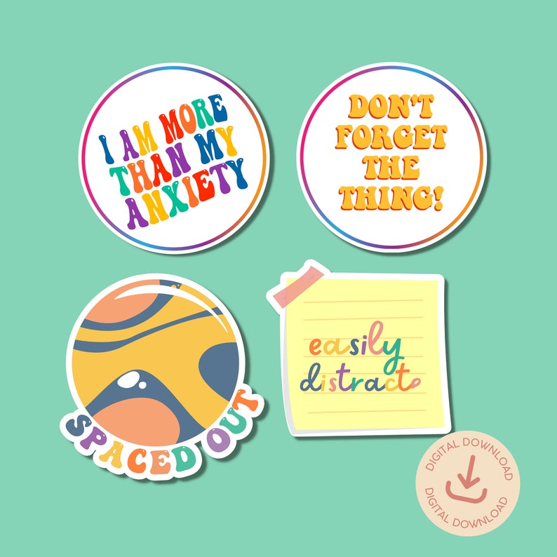 Adhd Sticker Printable Adhd Sticker Pack Adhd Planner Etsy
