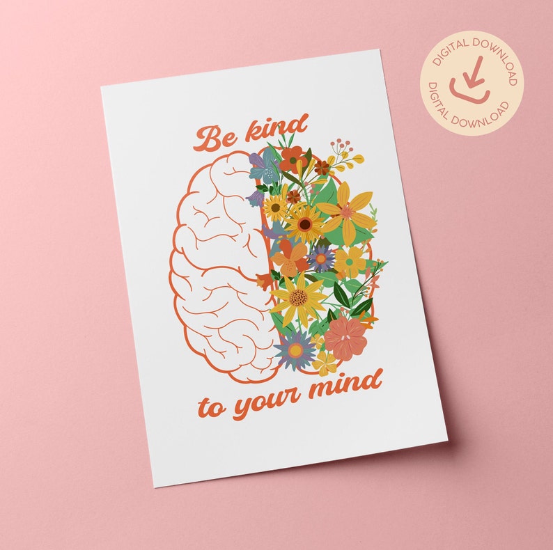 Be Kind to Your Mind, Mental Health Printable, Therapy Office Decor ...