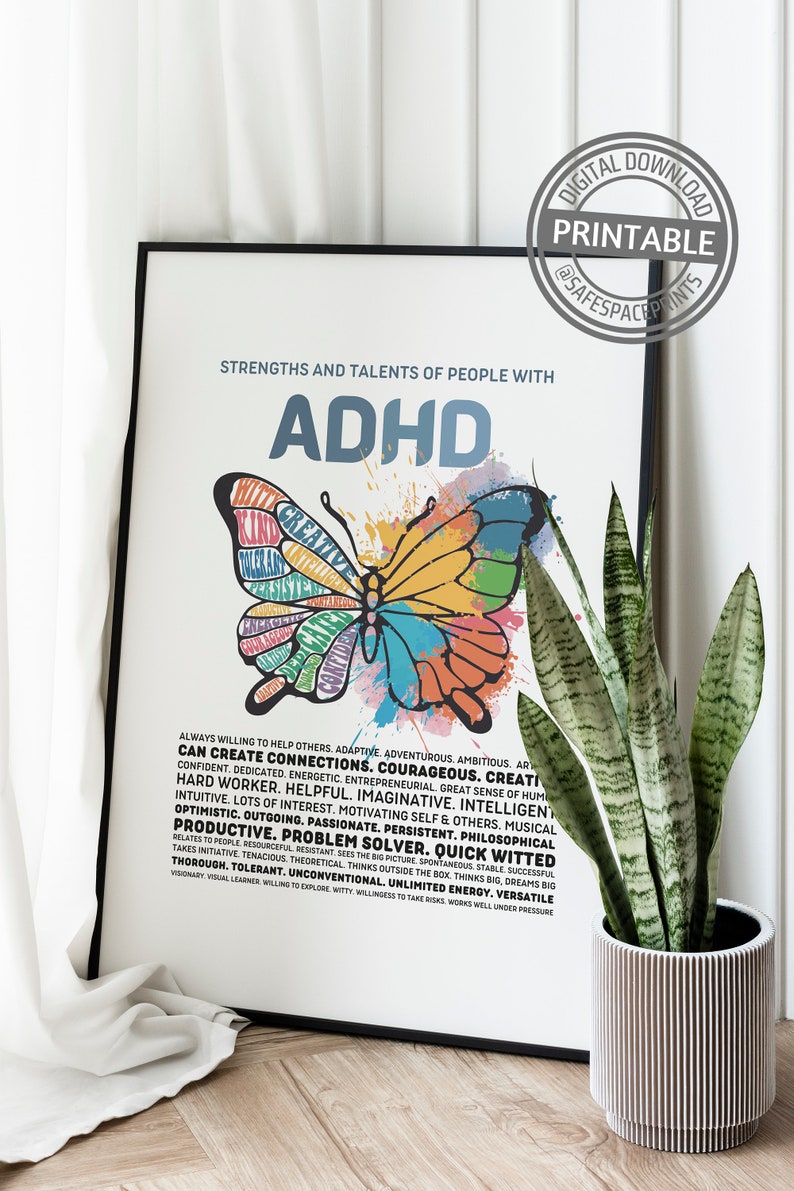 ADHD Poster Printable ADHD Wall Art Therapist School - Etsy