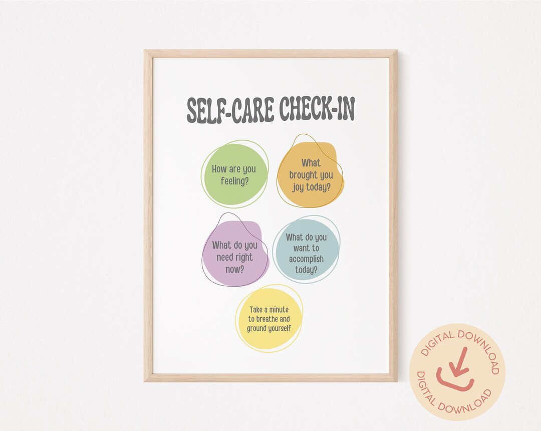 Daily Check-in Printable Poster, Self-care, Self-awareness Wall Art ...