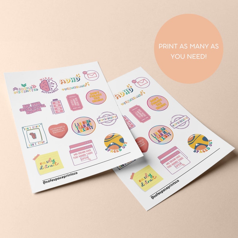 ADHD Sticker Printable ADHD Sticker Pack ADHD Planner - Etsy