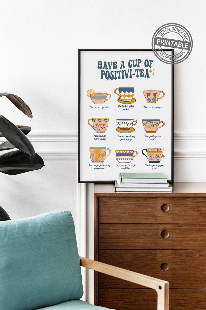 Positivitea Poster Mental Health Printable Wall Art Therapy - Etsy