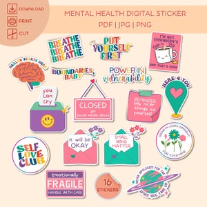 Mental Health Stickers, Digital Mental Health Sticker, Self-care ...