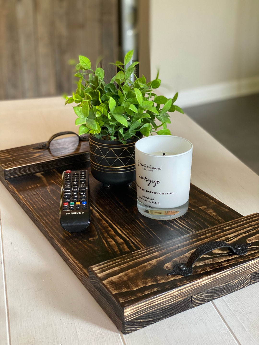 Decorative Wooden Centerpiece Tray for Candles, Flowers, and More - Etsy