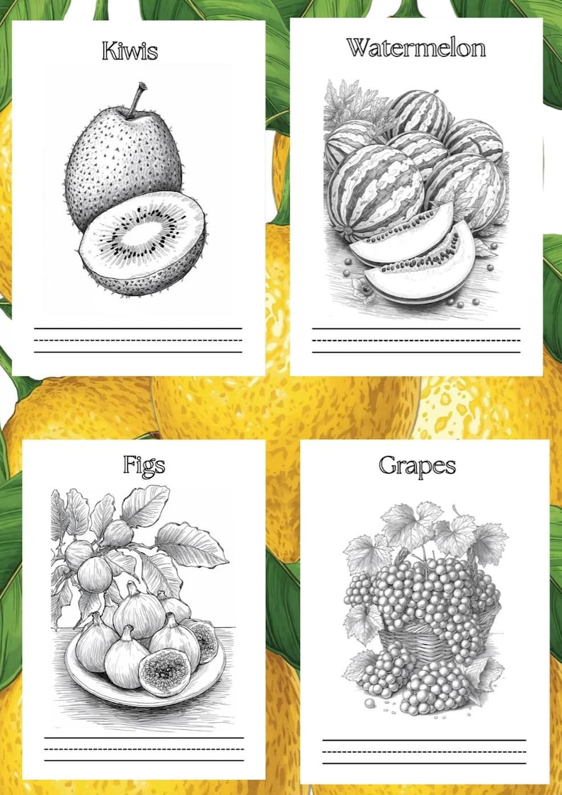 20 Elegant Fruity Coloring Pages | Fruit Coloring Book for Kids and ...