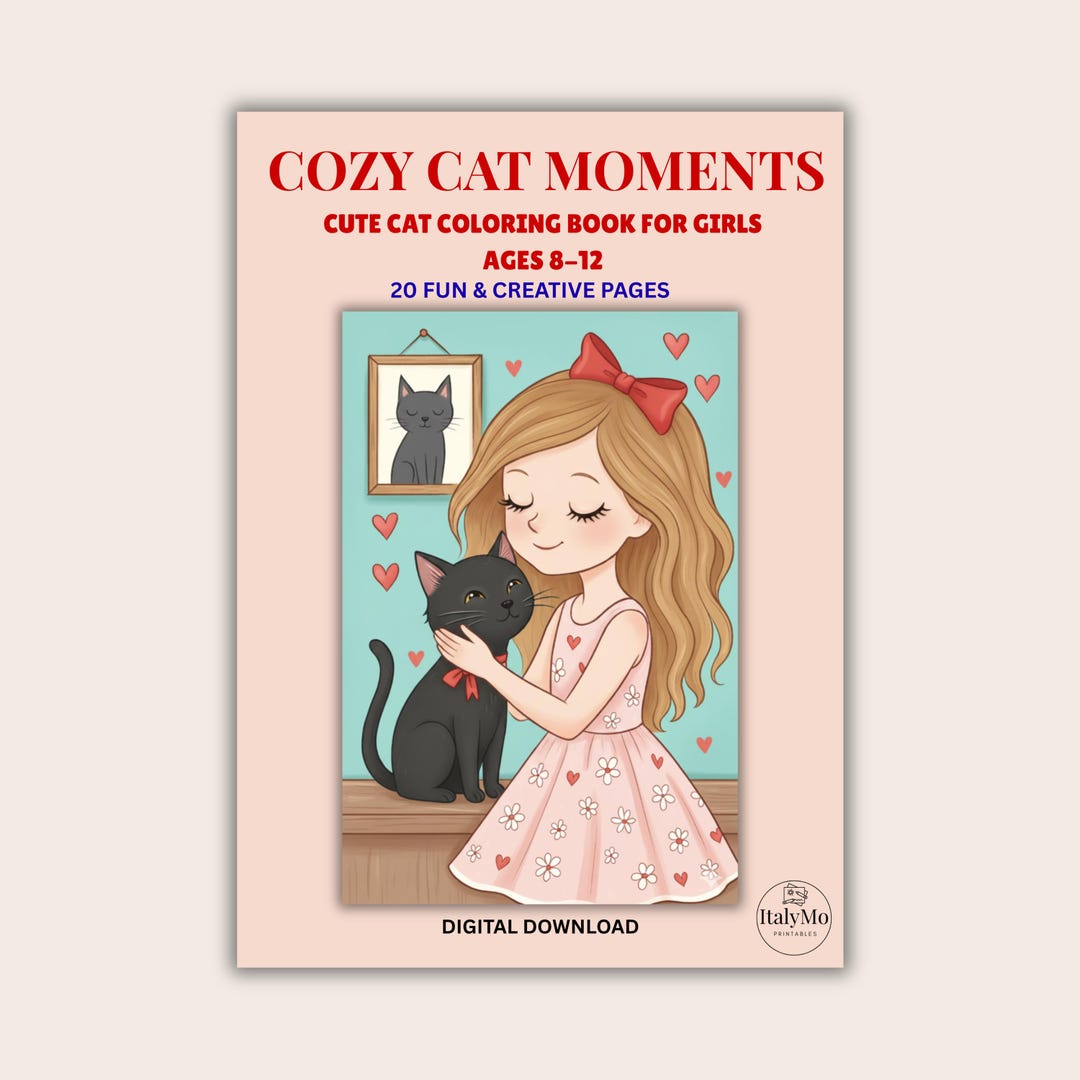 Cozy Cat Moments Coloring Book for Girls 8–12 | Cute Cat Coloring Pages ...
