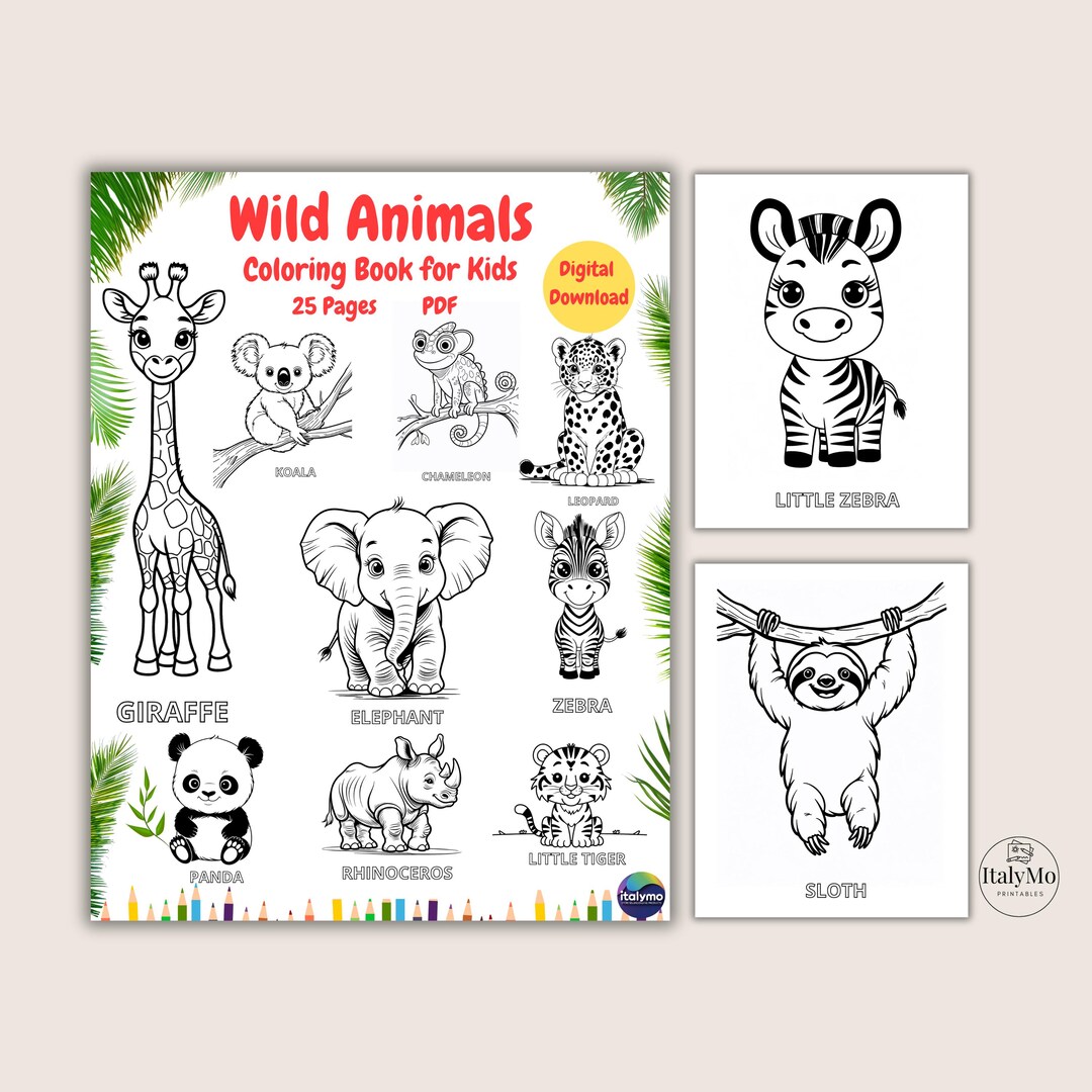 Wild Animal Activity Book for Kids | Jungle Animal Coloring Pages With ...