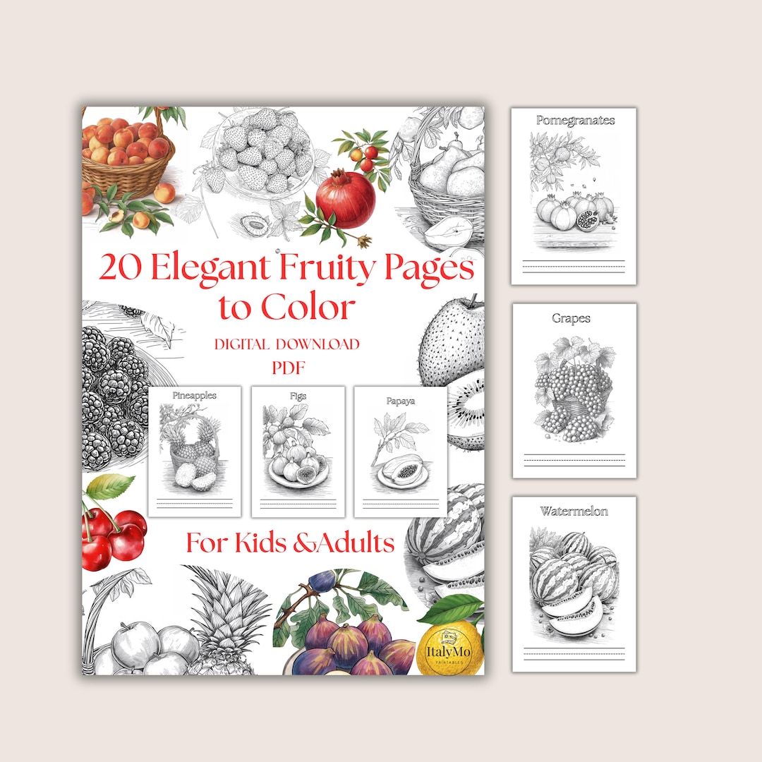 20 Elegant Fruity Coloring Pages | Fruit Coloring Book for Kids and ...