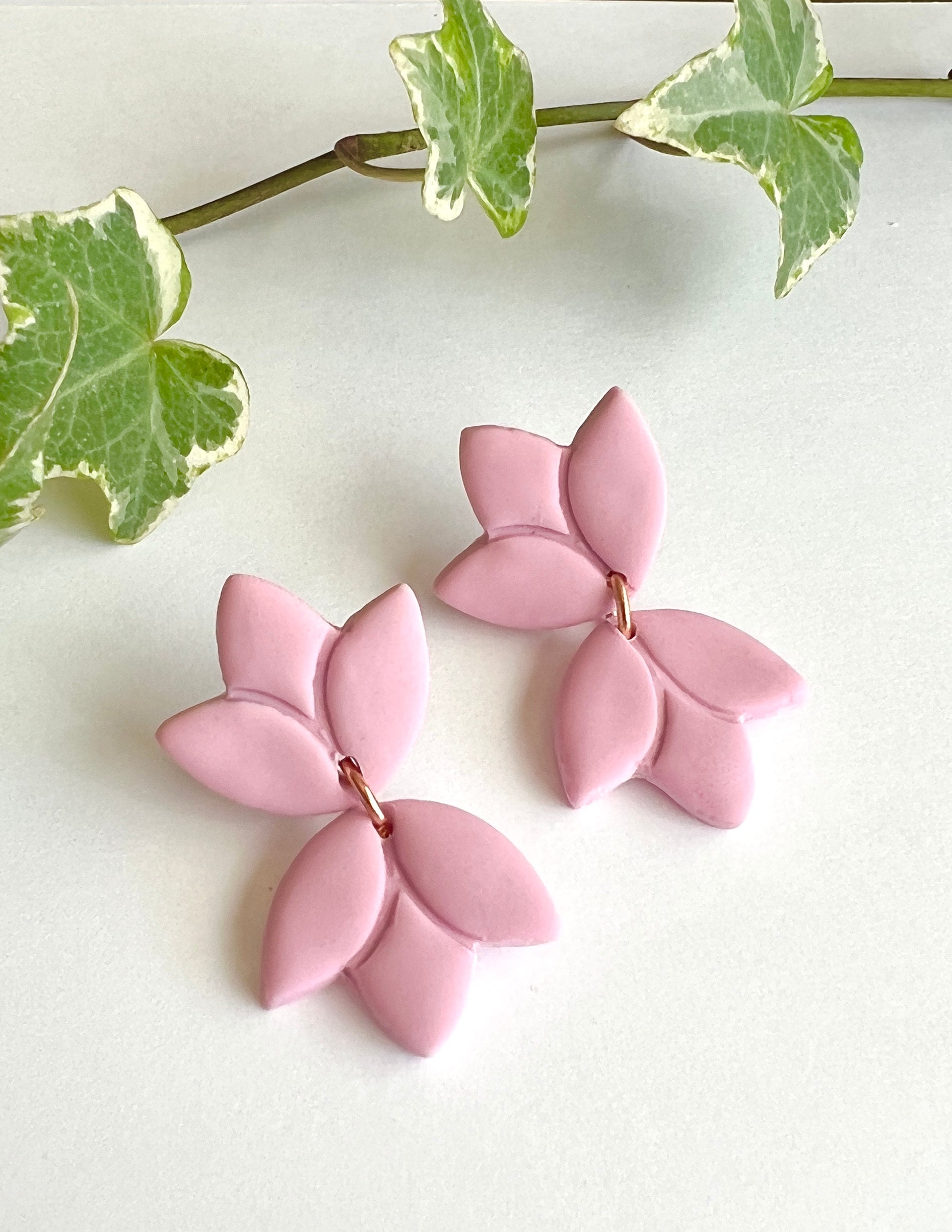 Lotus Earrings | Lotus Flower Clay Earrings | Double Lotus Earrings ...