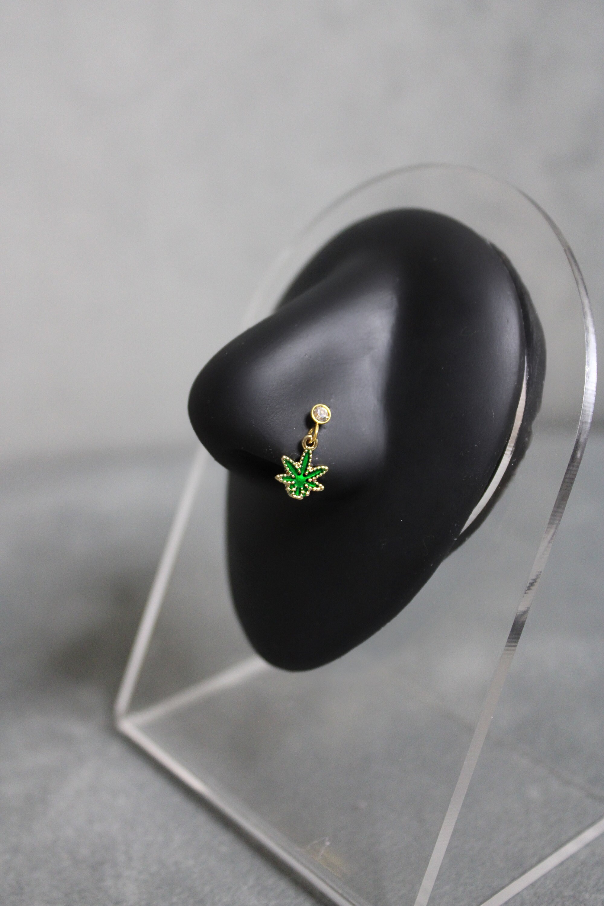 Cannabis Nose Ring Dangle Marijuana Plant Nose Stud Surgical - Etsy