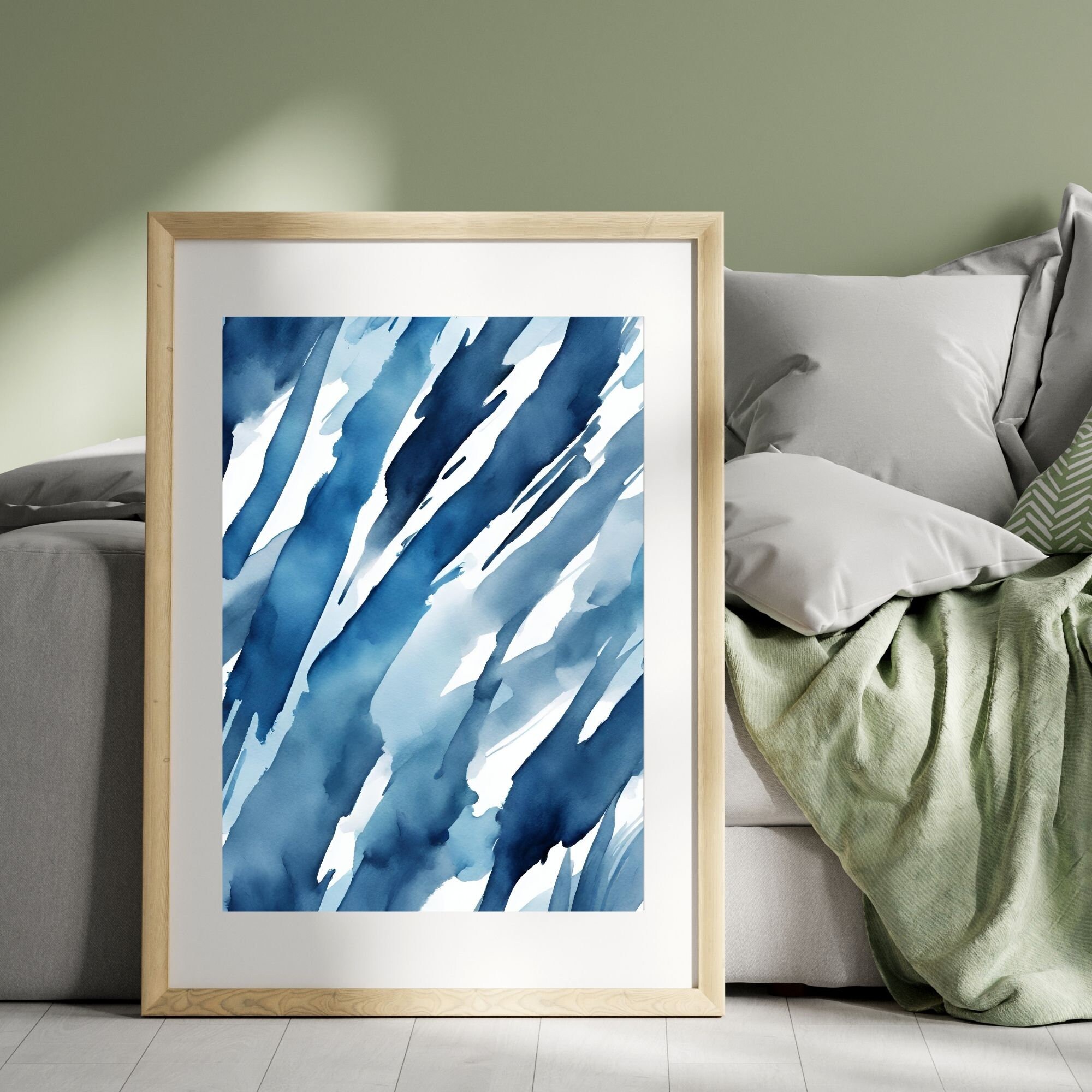Blue Watercolor Printable Wall Art, Abstract Blue Digital Art ...