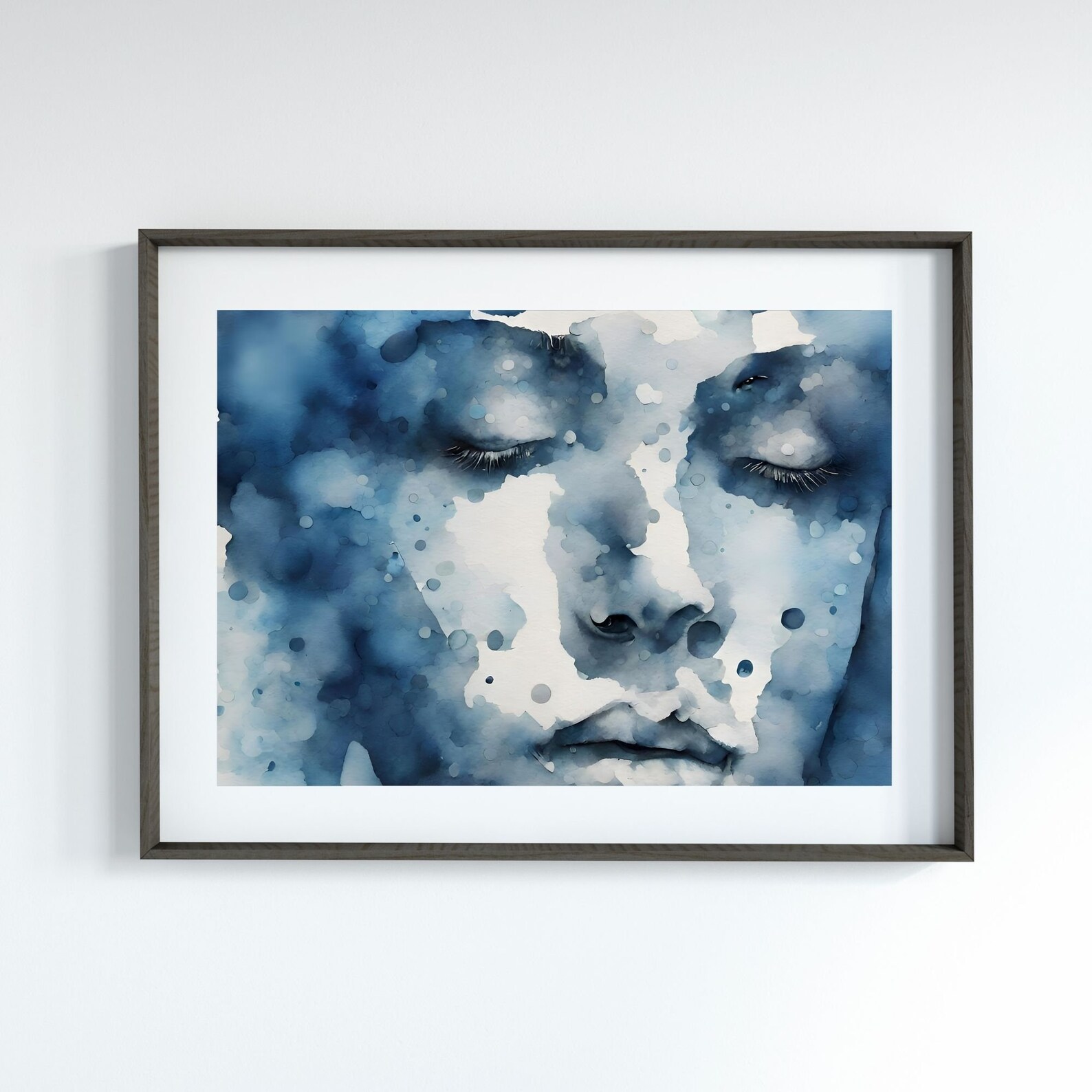 Abstract Woman Silhouette Wall Art Print, Blue Abstract Printable Wall ...