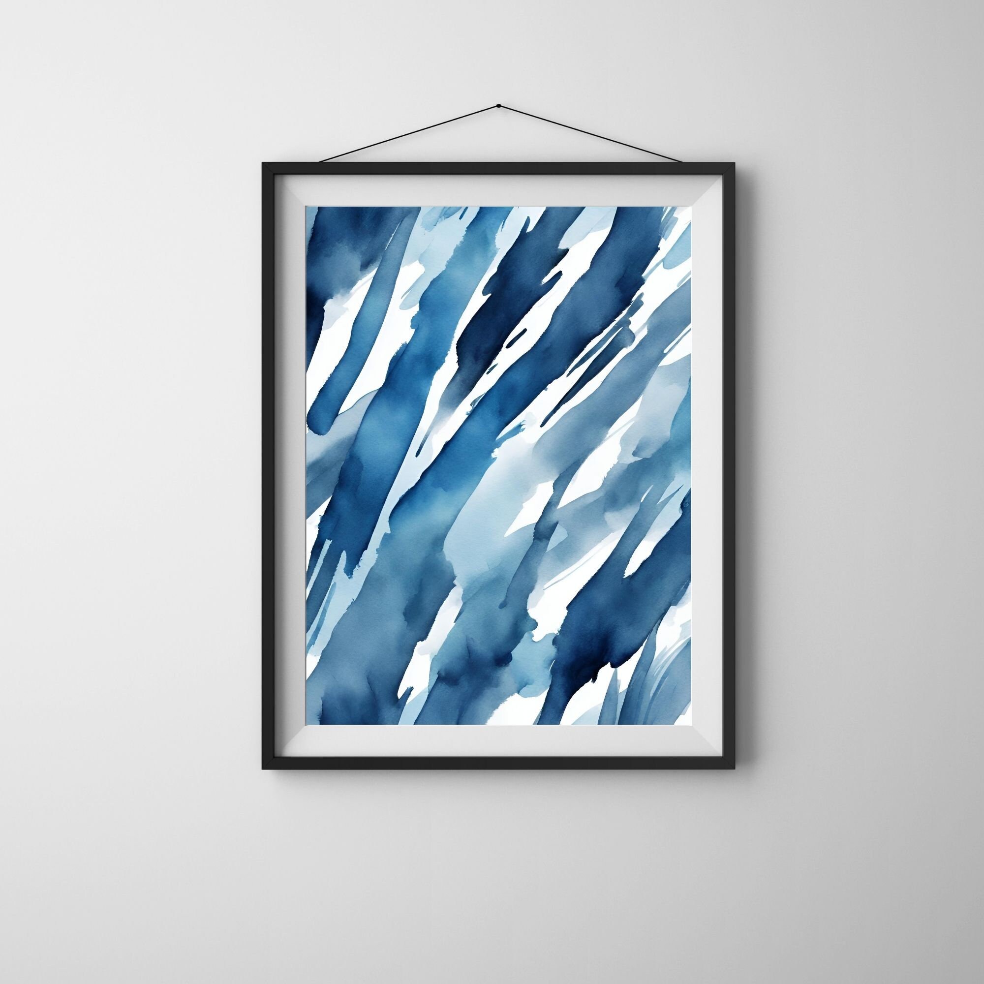 Blue Watercolor Printable Wall Art, Abstract Blue Digital Art ...